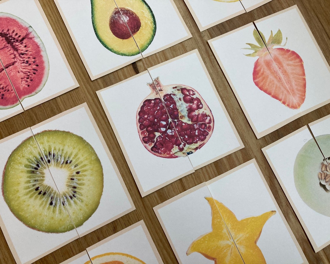 Fruit Slices Symmetry Cards - Matching Preschool Activity - Montessori ...