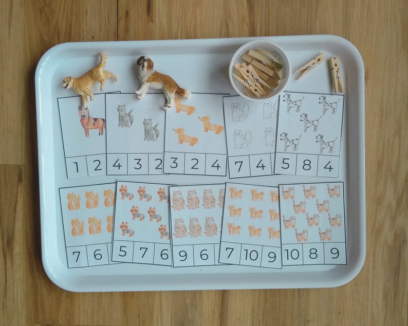 Cats & Dogs Number Clip Counting Cards 1-10 Preschool Printable ...