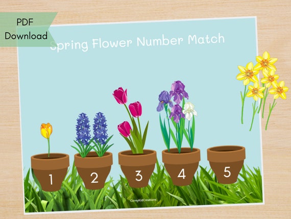 Spring Flowers Counting Numbers Busy Book Page Learning | Etsy