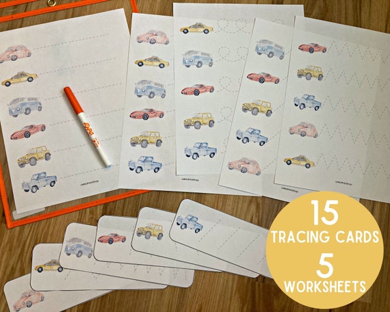 Cars Trucks Line Tracing Cards & Worksheets Pre-writing | Etsy