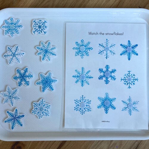 SNOWFLAKE Matching Busy Book Activity Preschool Toddler - Etsy