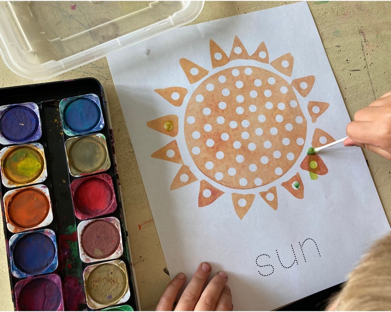 Q Tip Painting Printable Preschool Coloring Worksheets - Etsy