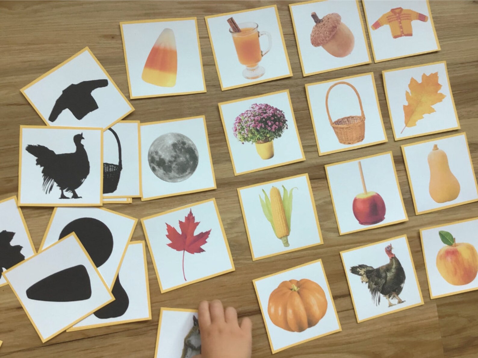 Fall Autumn Shadow Matching Cards Montessori Printable - Etsy