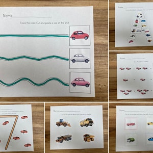 Cars Cut and Paste Worksheets - Printable Transportation Trucks ...