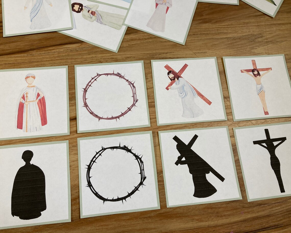 Easter Story Shadow Matching Cards - Montessori Activity - Printable ...