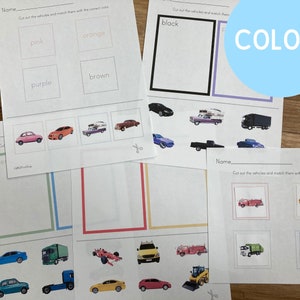 Cars Cut and Paste Worksheets - Printable Transportation Trucks ...