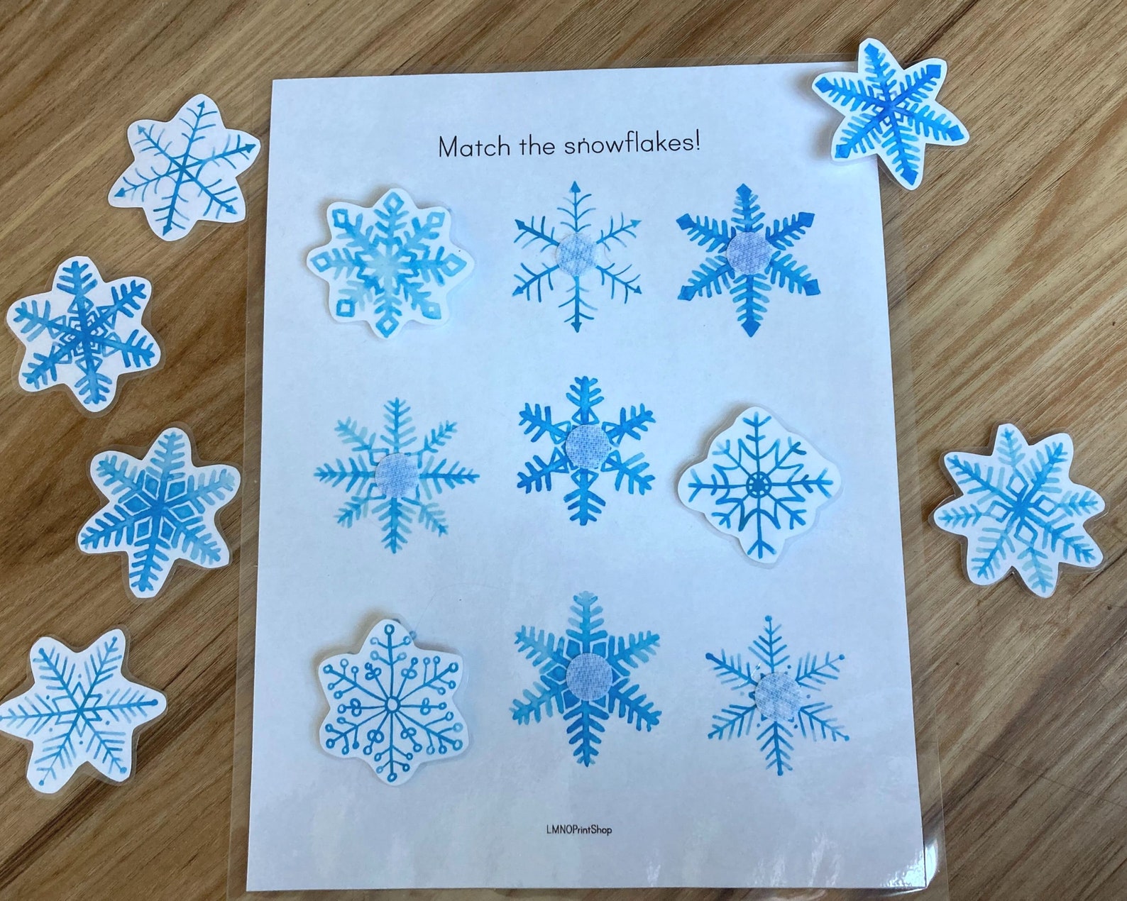 SNOWFLAKE Matching - Busy Book Activity - Preschool Toddler Printable ...