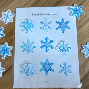 SNOWFLAKE Matching - Busy Book Activity - Preschool Toddler Printable ...