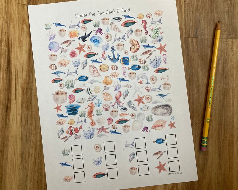 Ocean Fish Ispy Seek & Find Count Counting Worksheet - Etsy