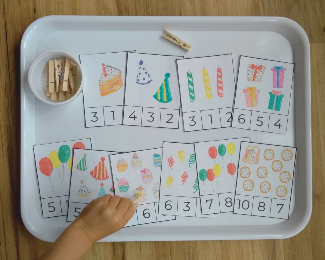 Birthday Counting Clip Cards - Numbers 1-10 - Preschool Printable ...