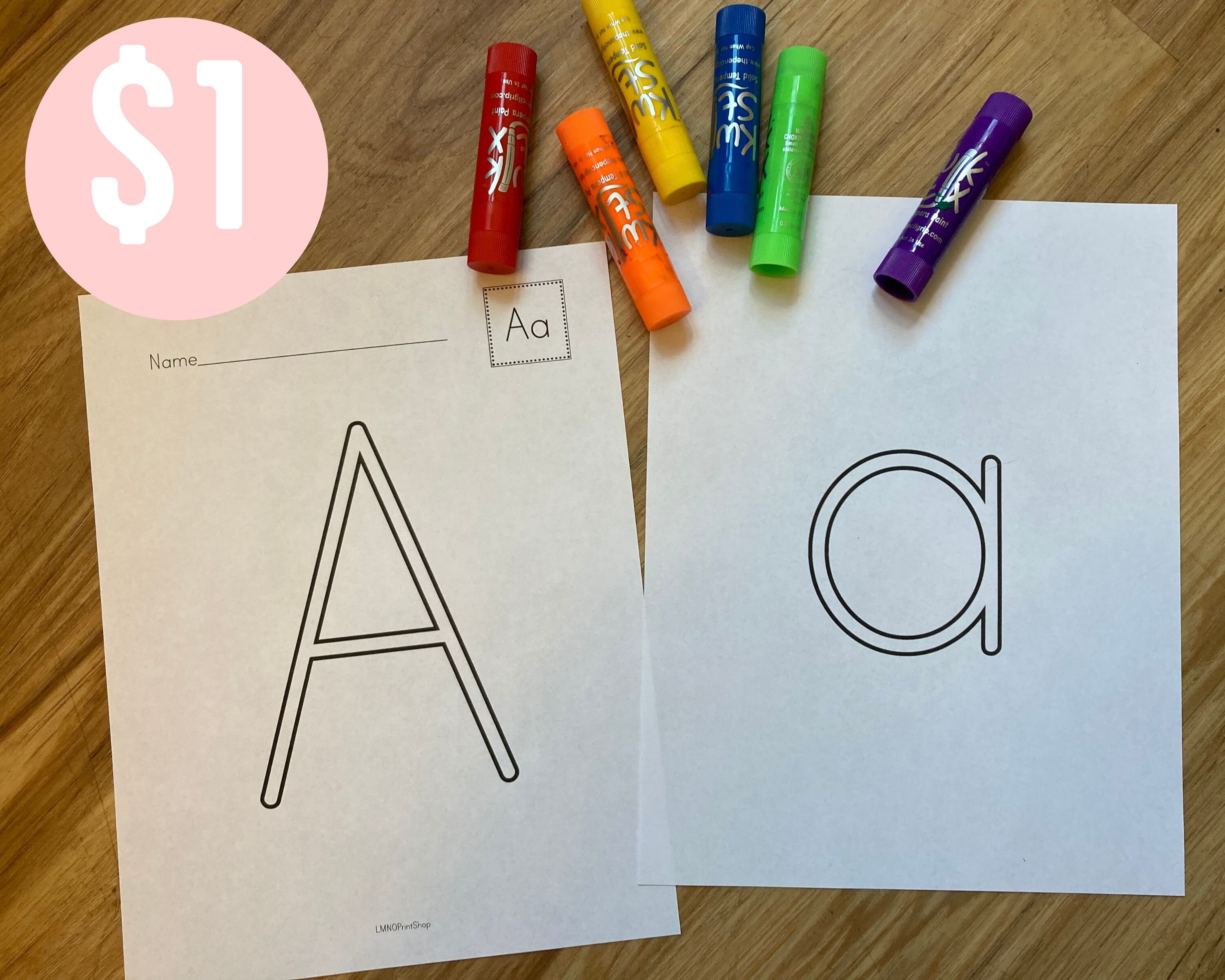 Simple Alphabet Outline Coloring Worksheets Toddler - Etsy