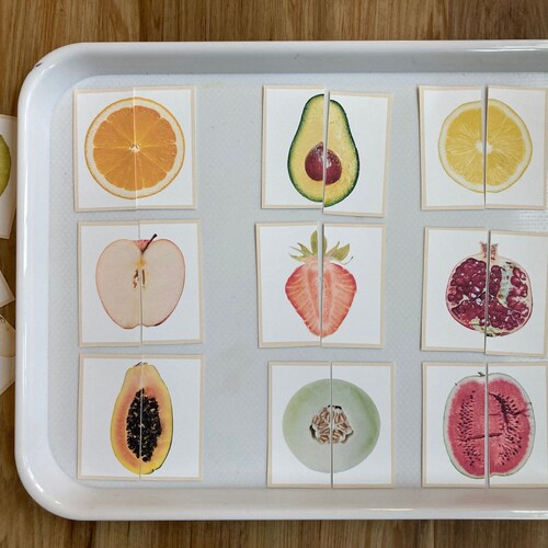 Fruit Slices Symmetry Cards Matching Preschool Activity | Etsy