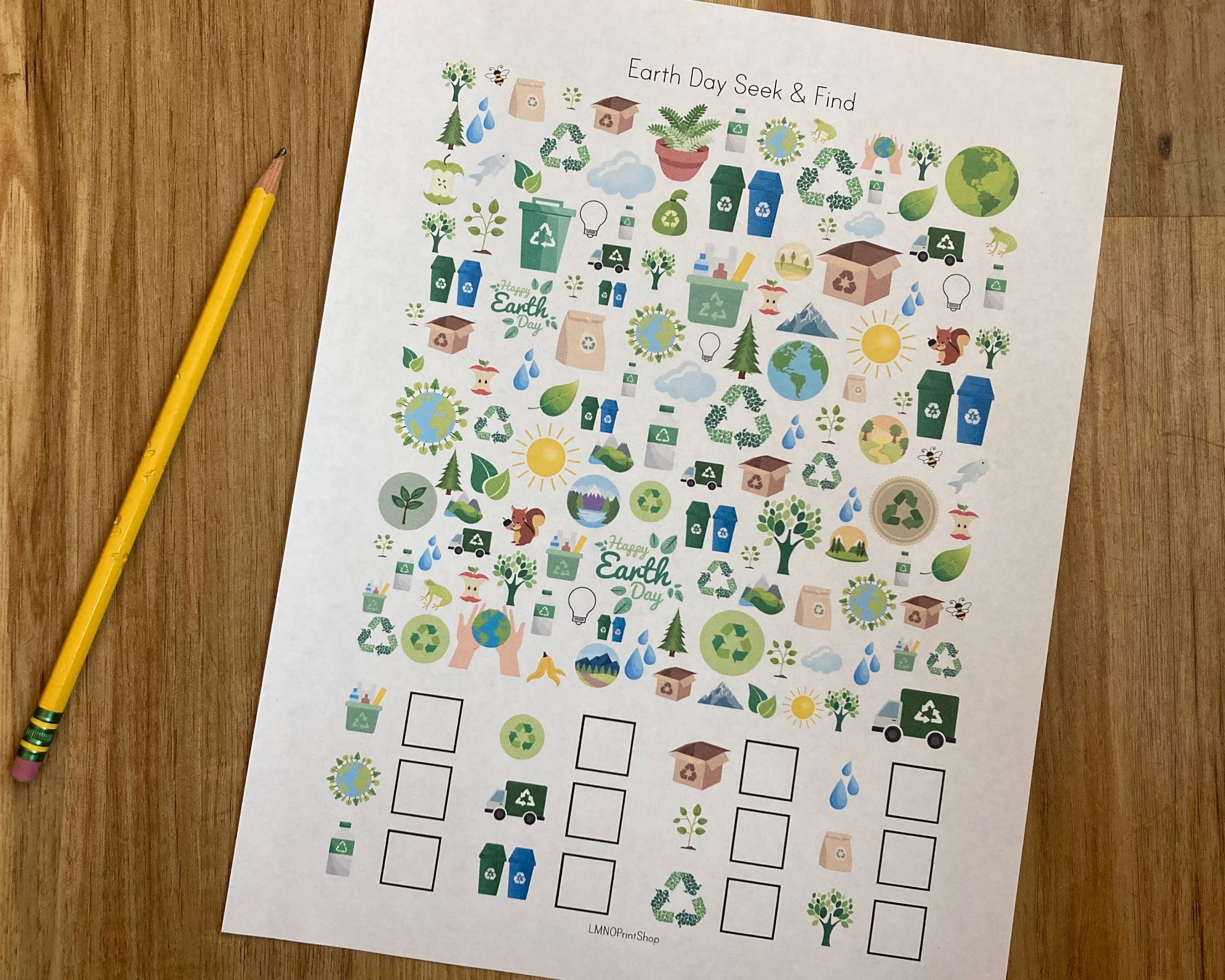 Earth Day Ispy - Seek and Find Printable Worksheet - Counting Nature ...