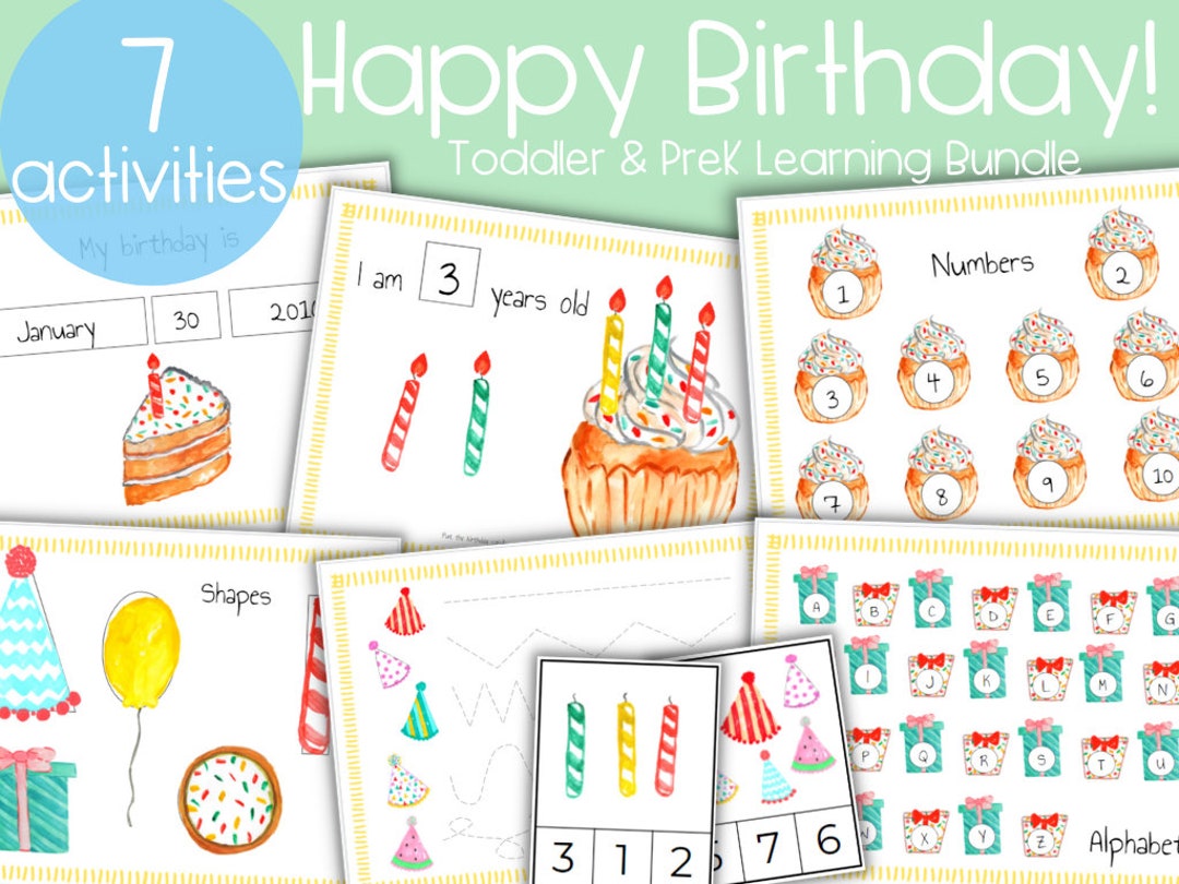 BIRTHDAY Busy Book Binder Bundle - Letter & Number Matching, Shapes ...