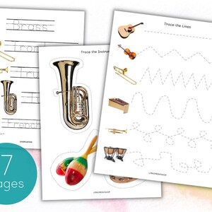 Music Instruments Preschool Printable Line Tracing Writing | Etsy