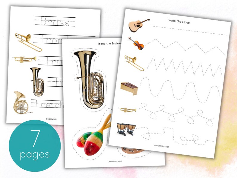 Music Instruments Preschool Printable Line Tracing Writing | Etsy