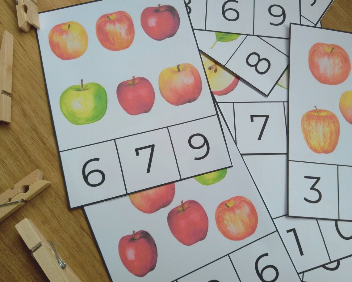 Apple Counting Clip Cards Numbers 1-10 Preschool Printable - Etsy Canada