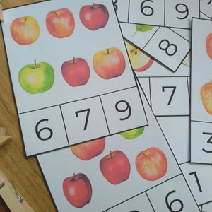 Apple Counting Clip Cards - Numbers 1-10 - Preschool Printable - Fall ...