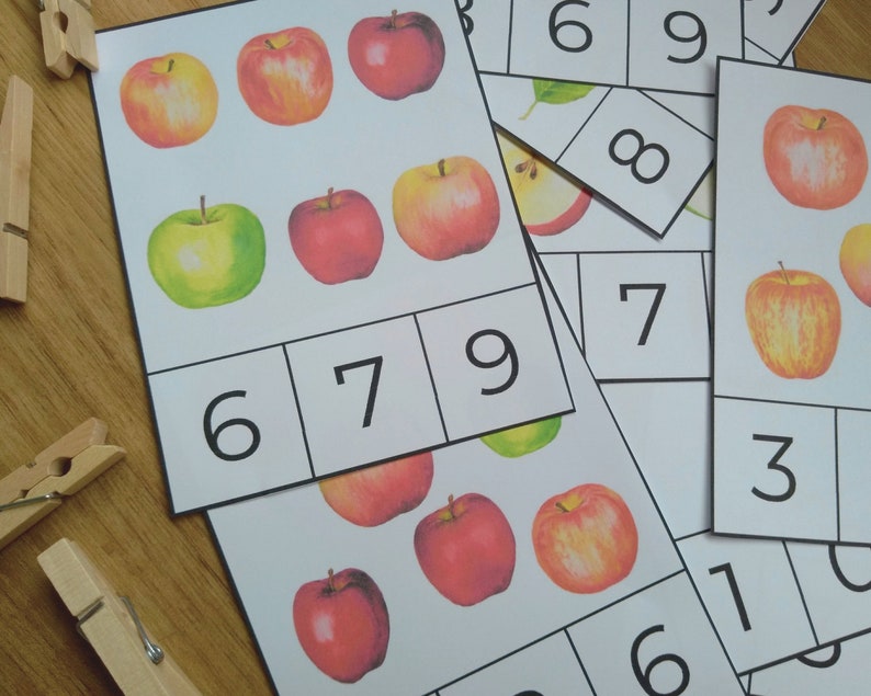 Apple Counting Clip Cards Numbers 1-10 Preschool Printable - Etsy