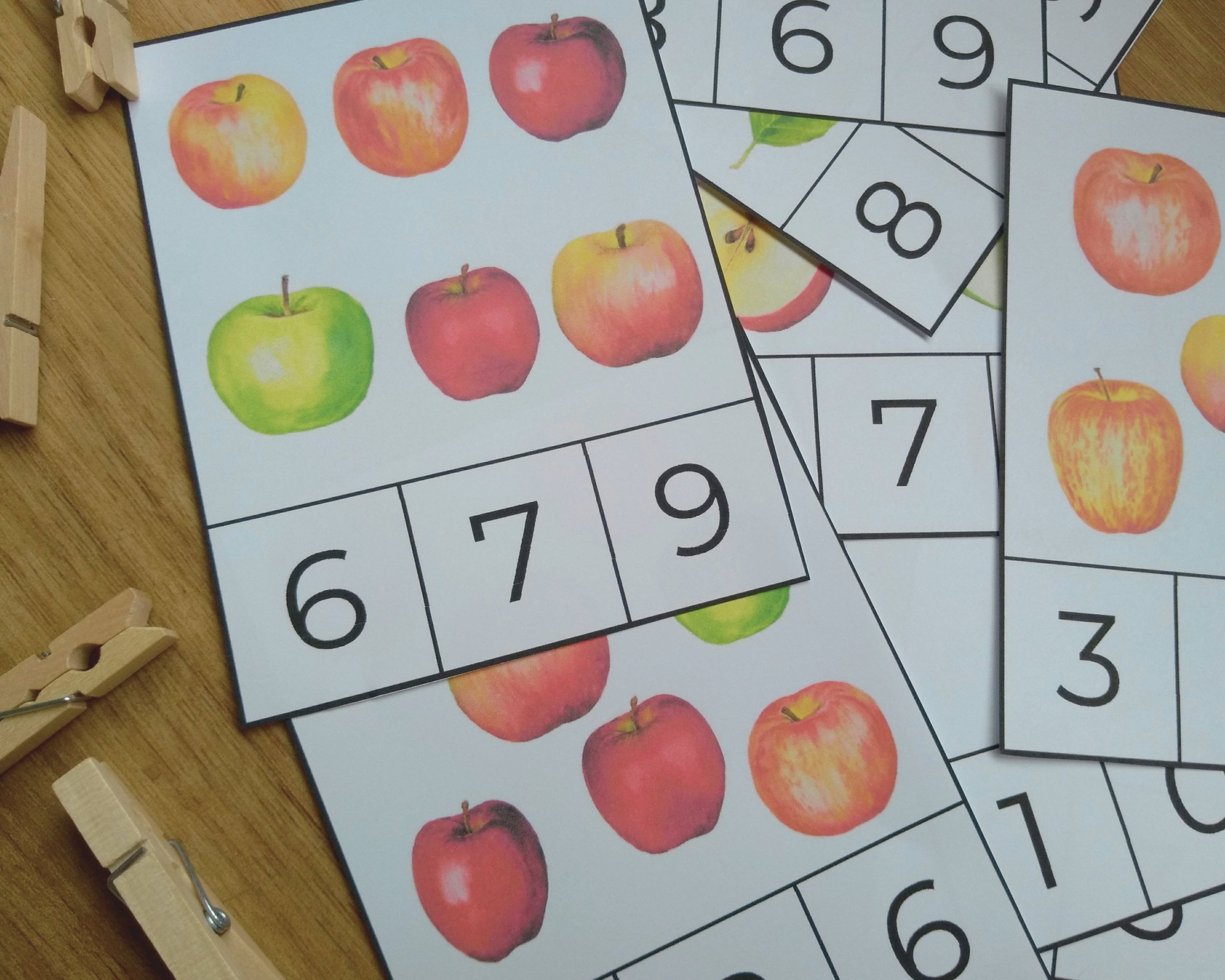 Apple Counting Clip Cards Numbers 1-10 Preschool Printable - Etsy Canada