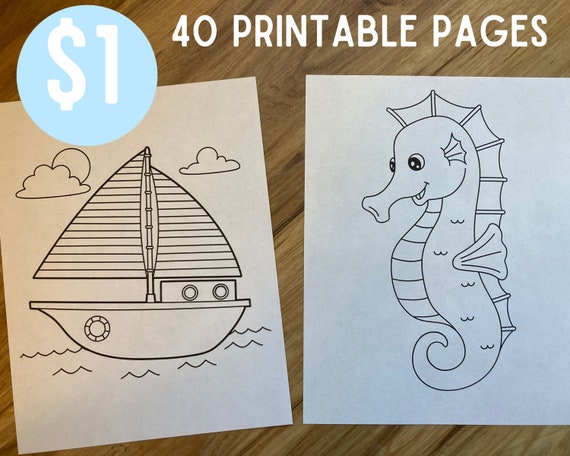 Summer Coloring Pages Color Worksheets Ocean Sea Animals - Etsy