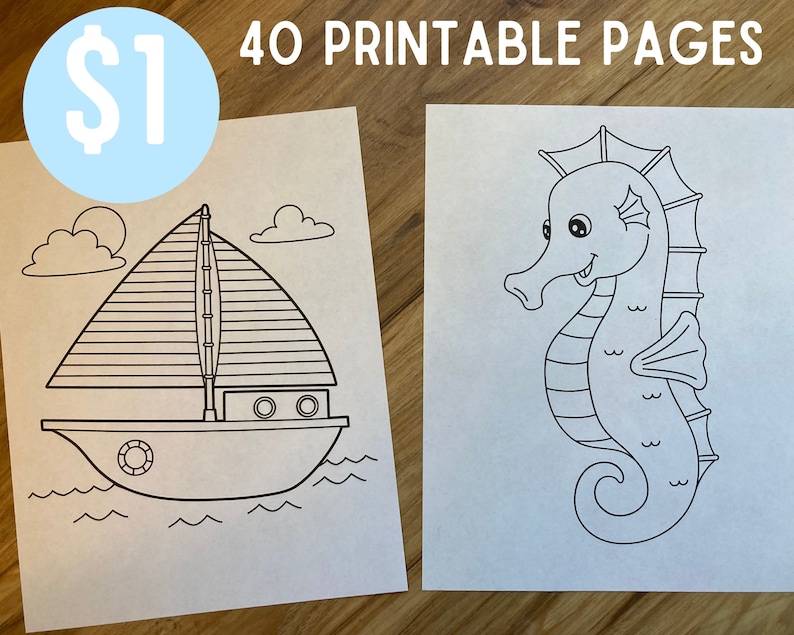 Summer Coloring Pages Color Worksheets Ocean Sea Animals - Etsy