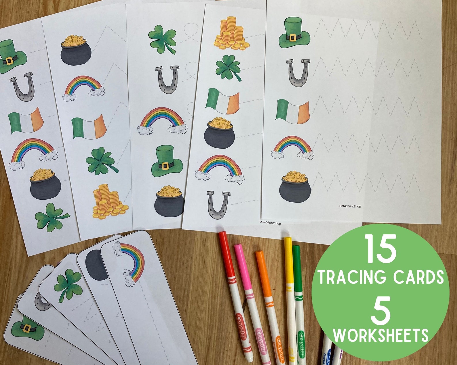 St. Patricks Day Line Tracing Handwriting Worksheets & Cards - Etsy