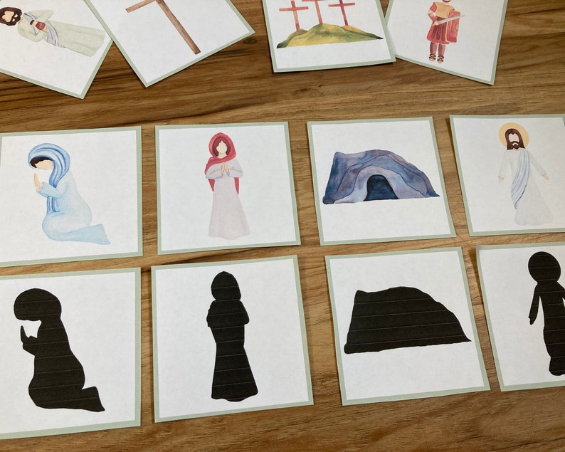 Easter Story Shadow Matching Cards - Montessori Activity - Printable ...