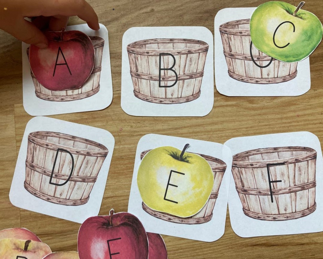 Apple Alphabet Matching Cards - Preschool Toddler Kindergarten Letters ...