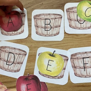 Apple Alphabet Matching Cards - Preschool Toddler Kindergarten Letters ...