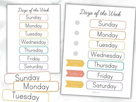 Printable Days Of The Week Calendar