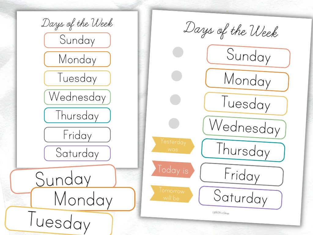 Days of the Week Calendar Bulletin Board Poster Busy Book | Etsy