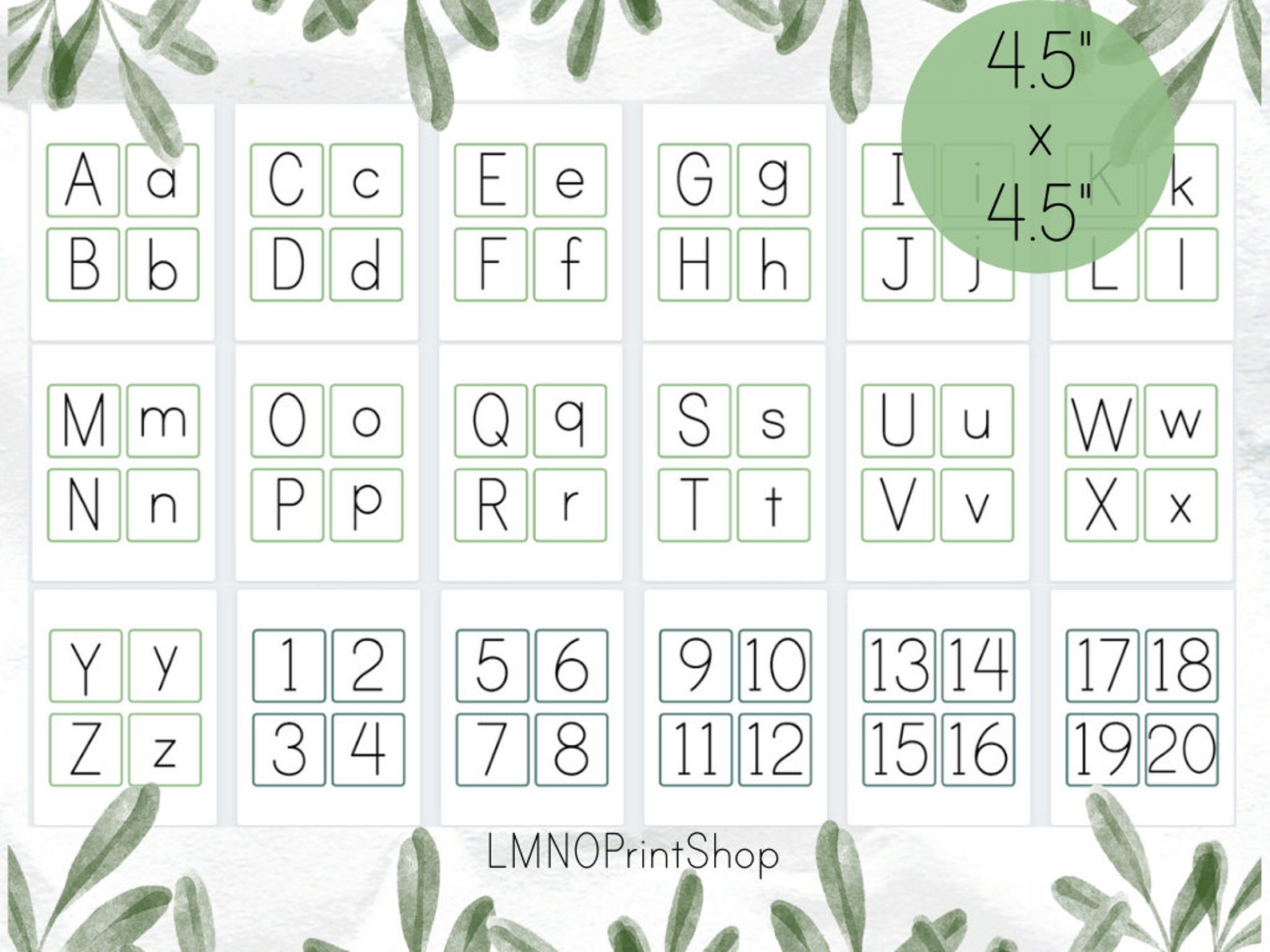 Alphabet Letter Number Flashcards 1-20 Abcs Simple - Etsy