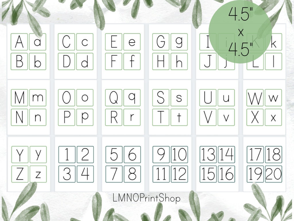 Alphabet Letter Number Flashcards 1-20 Abcs Simple - Etsy