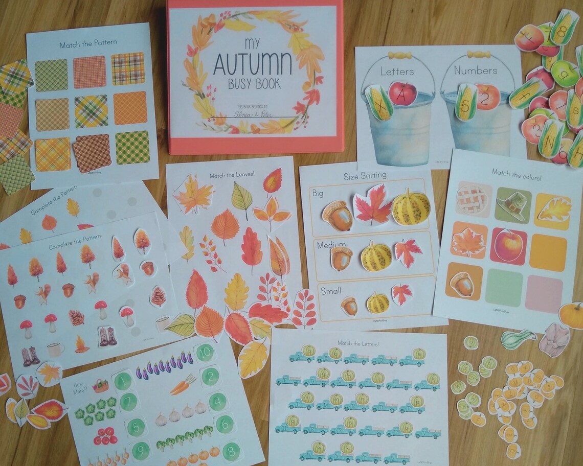 Fall Learning Binder Preschool Printable Busy Book Autumn | Etsy