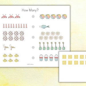 Beach Busy Book Page - Counting 1-10 Math Learning Binder Activity ...