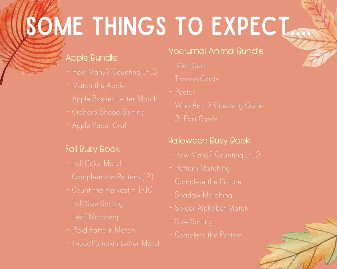 FALL BUNDLE Autumn Preschool Homeschool Busy Book - Etsy