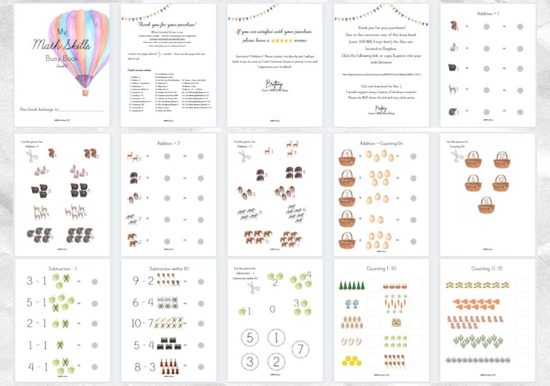 Kindergarten Printable Math Busy Book - Addition Subtraction Patterns ...