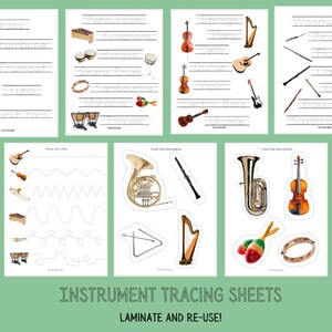 Music Instruments Preschool Printable - Line Tracing Writing Practice ...
