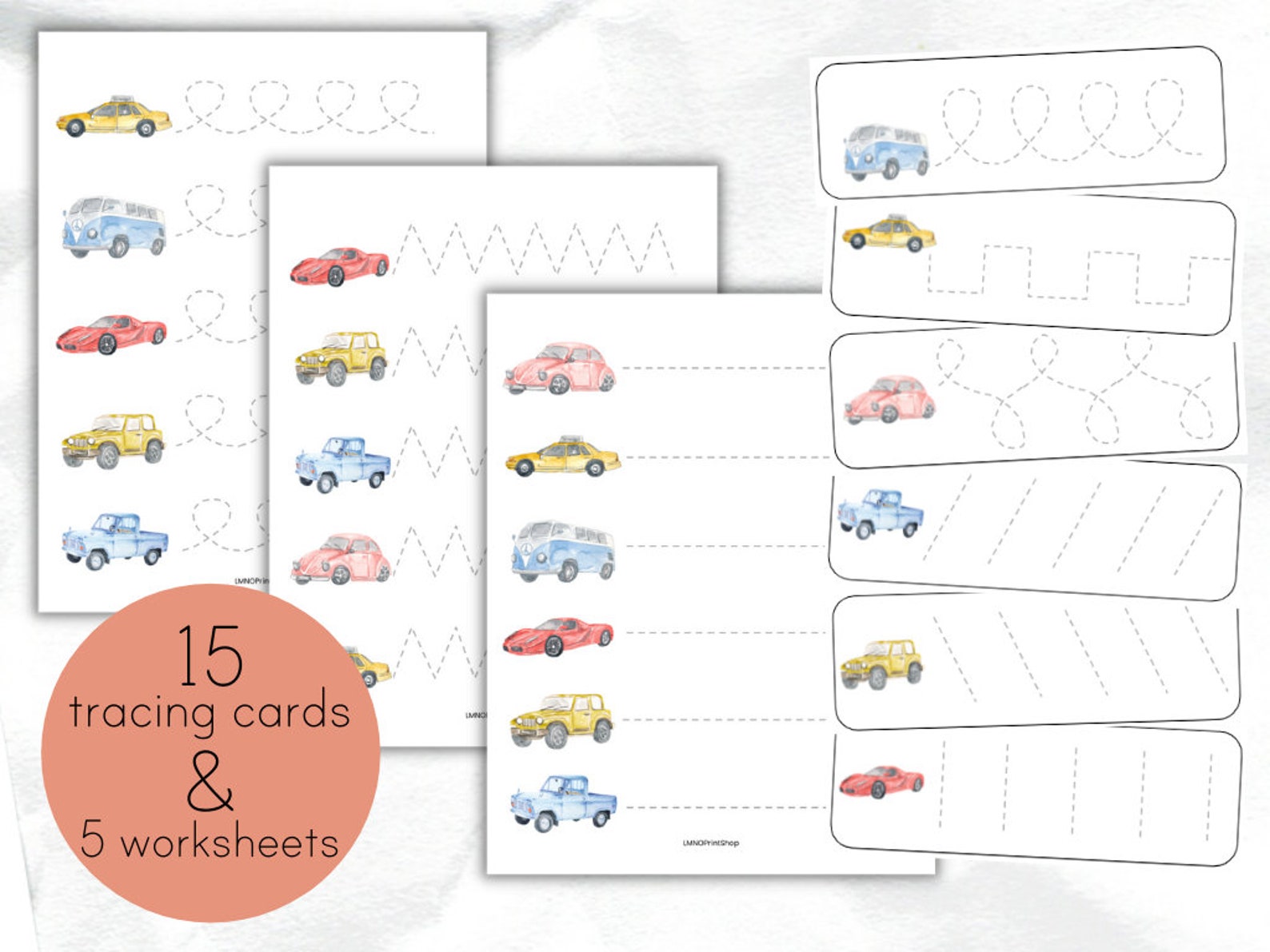 Cars Trucks Line Tracing Cards & Worksheets Pre-Writing | Etsy