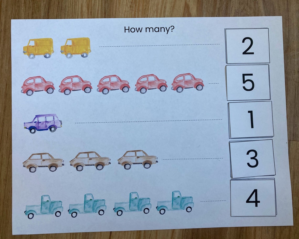 Cars & Trucks Busy Book COUNTING How Many NUMBERS 1-5 - Etsy