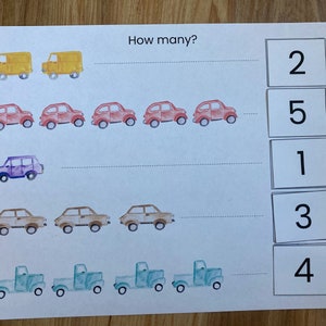 Cars & Trucks Busy Book COUNTING How Many? NUMBERS 1-5 Toddler ...