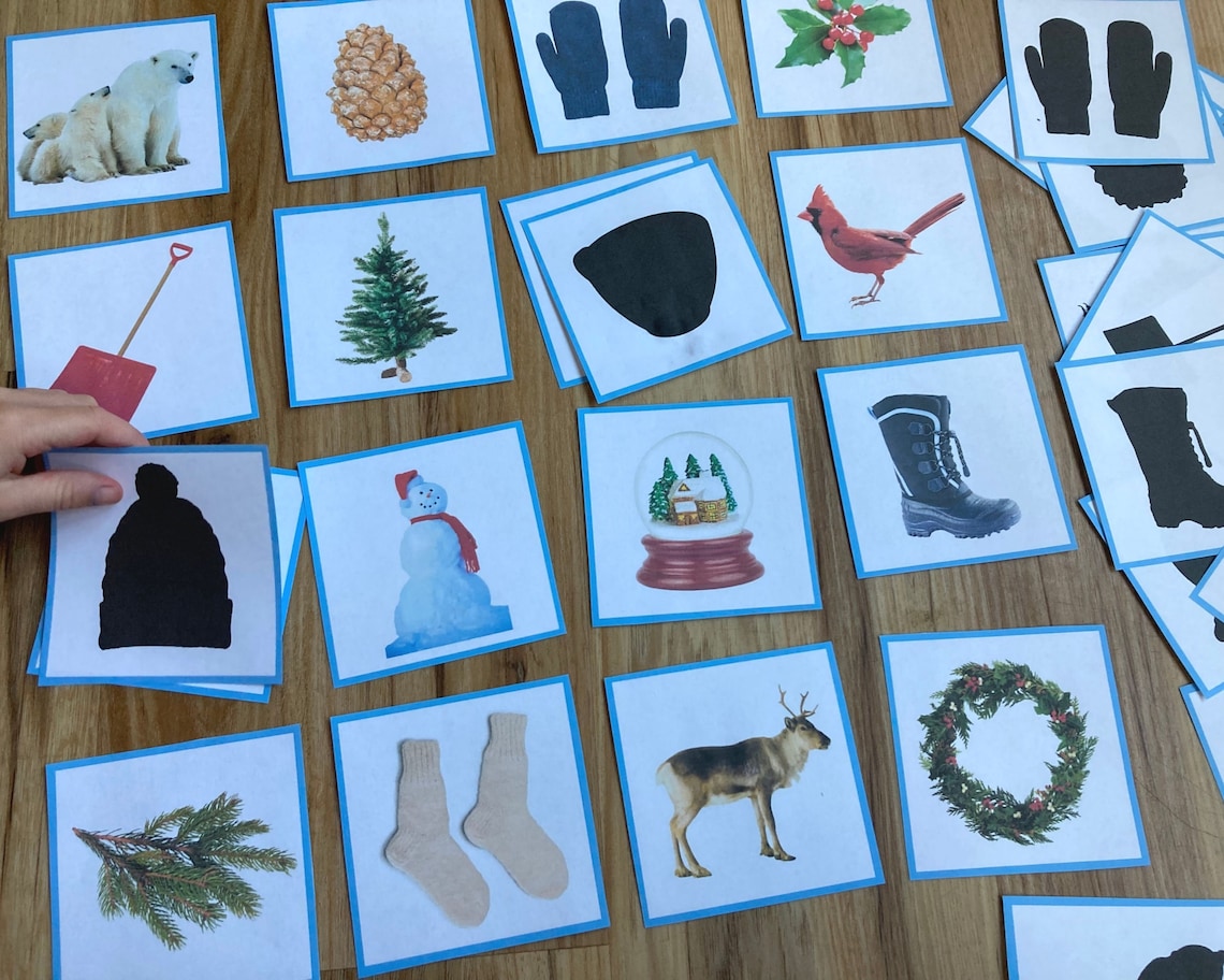 WINTER Shadow Matching Cards Montessori Printable | Etsy