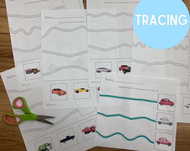 Cars Cut and Paste Worksheets Printable Transportation - Etsy