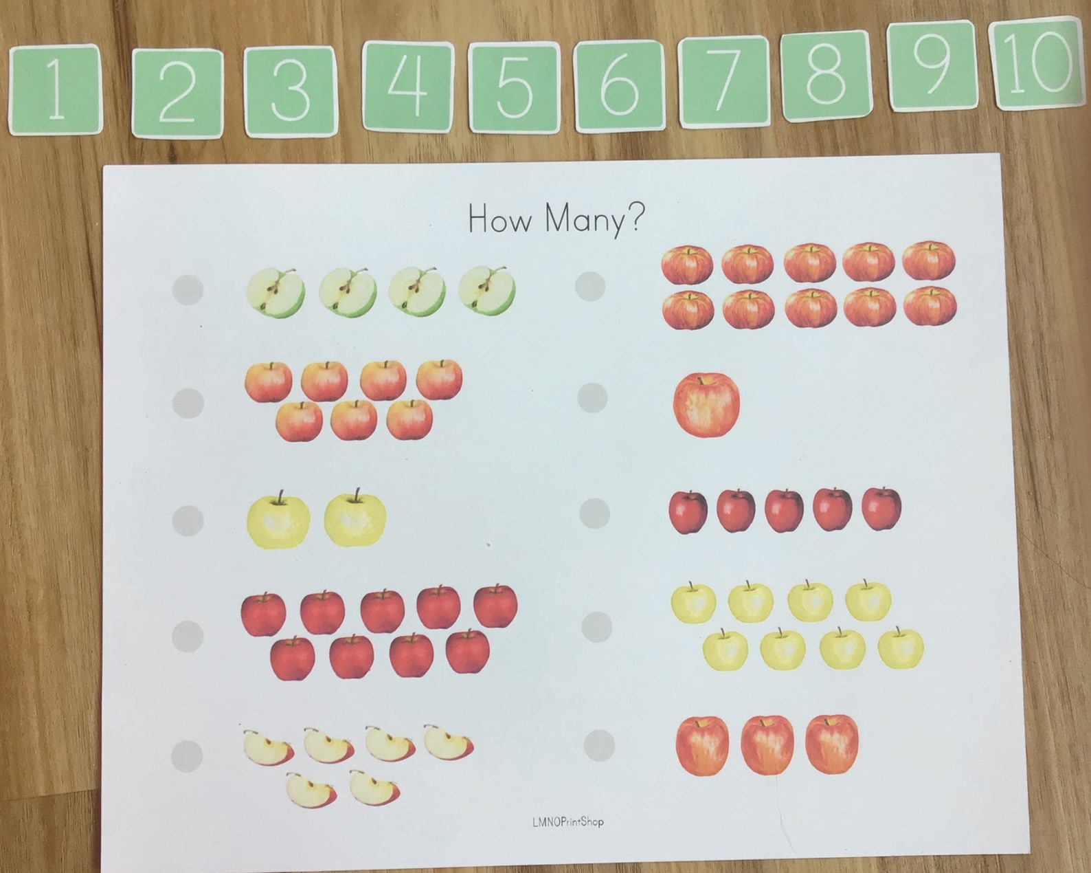 Apple Counting 1-10 Numbers Printable Preschool Montessori - Etsy