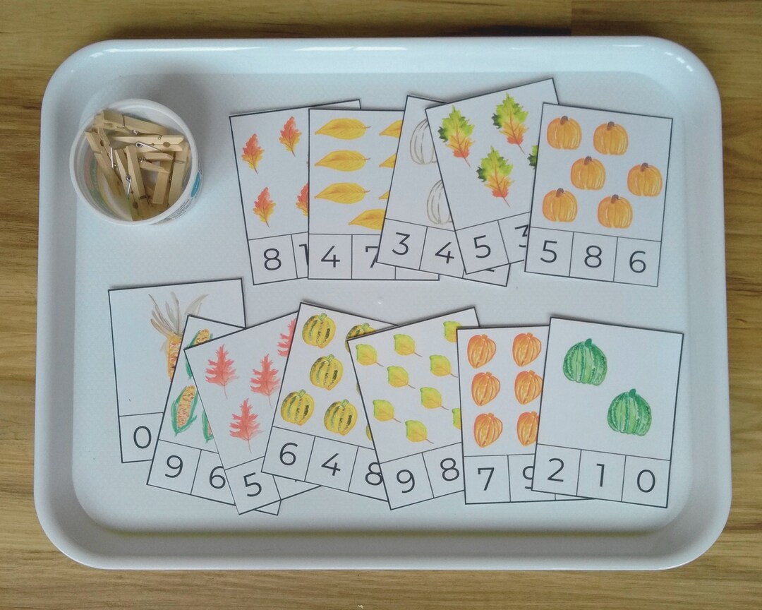 Fall Autumn Number Clip Cards - Preschool Printable - Montessori Math ...