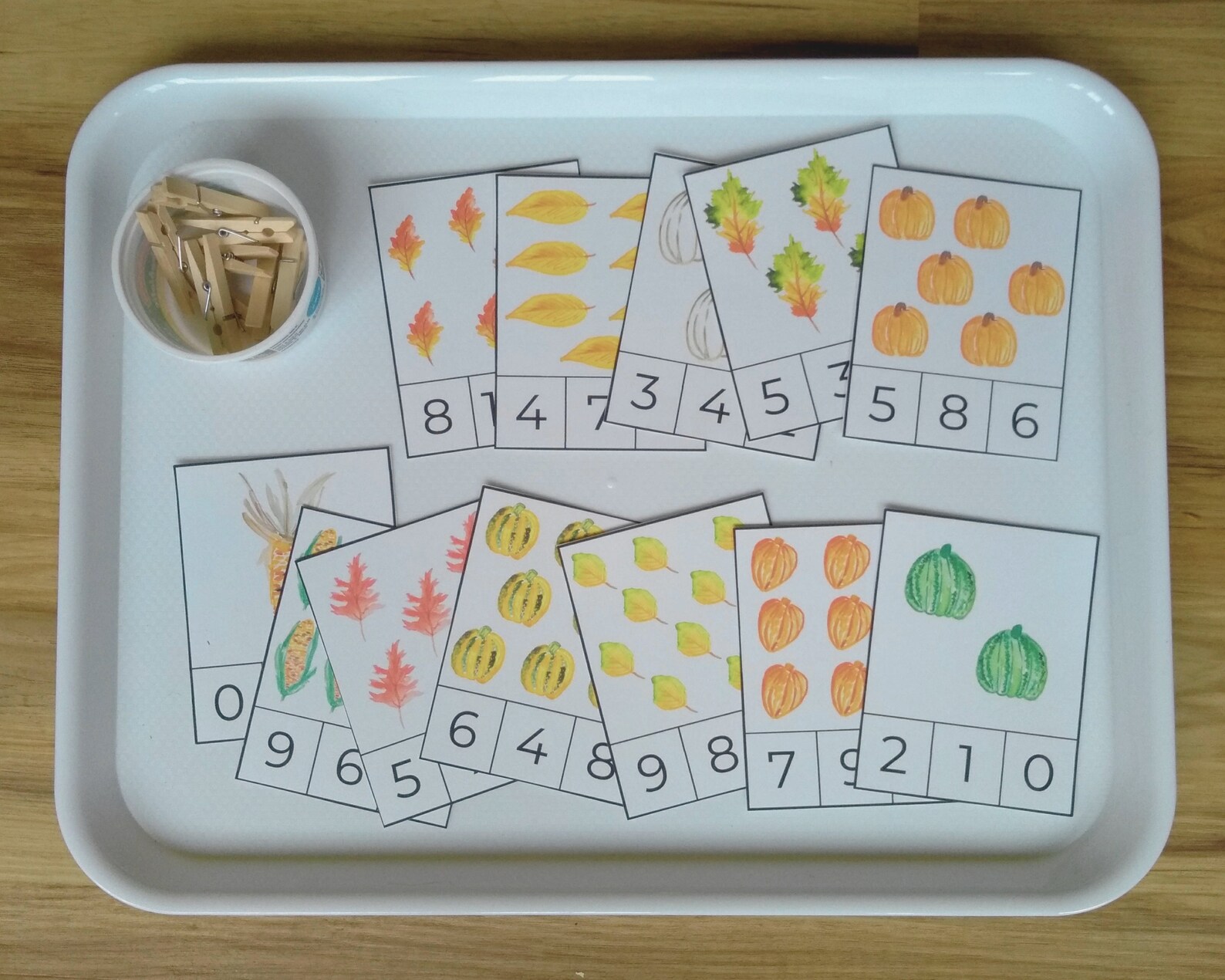 Fall Autumn Number Clip Cards - Preschool Printable - Montessori Math ...