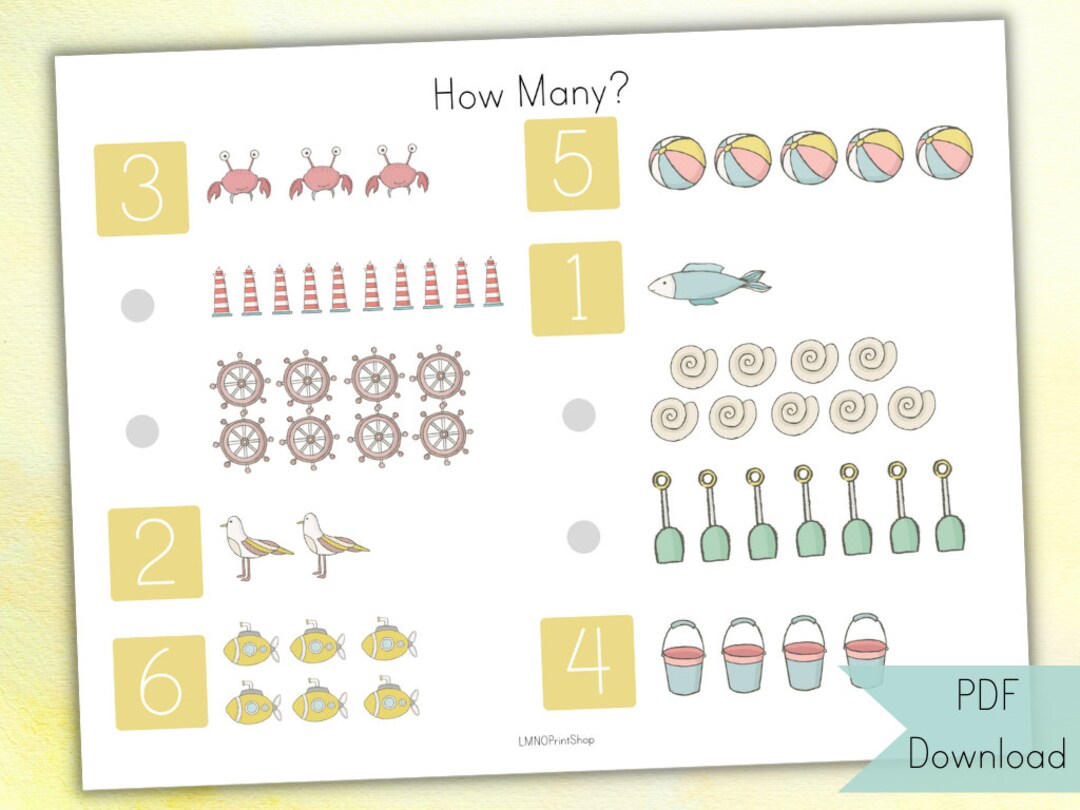 Beach Busy Book Page - Counting 1-10 Math Learning Binder Activity ...