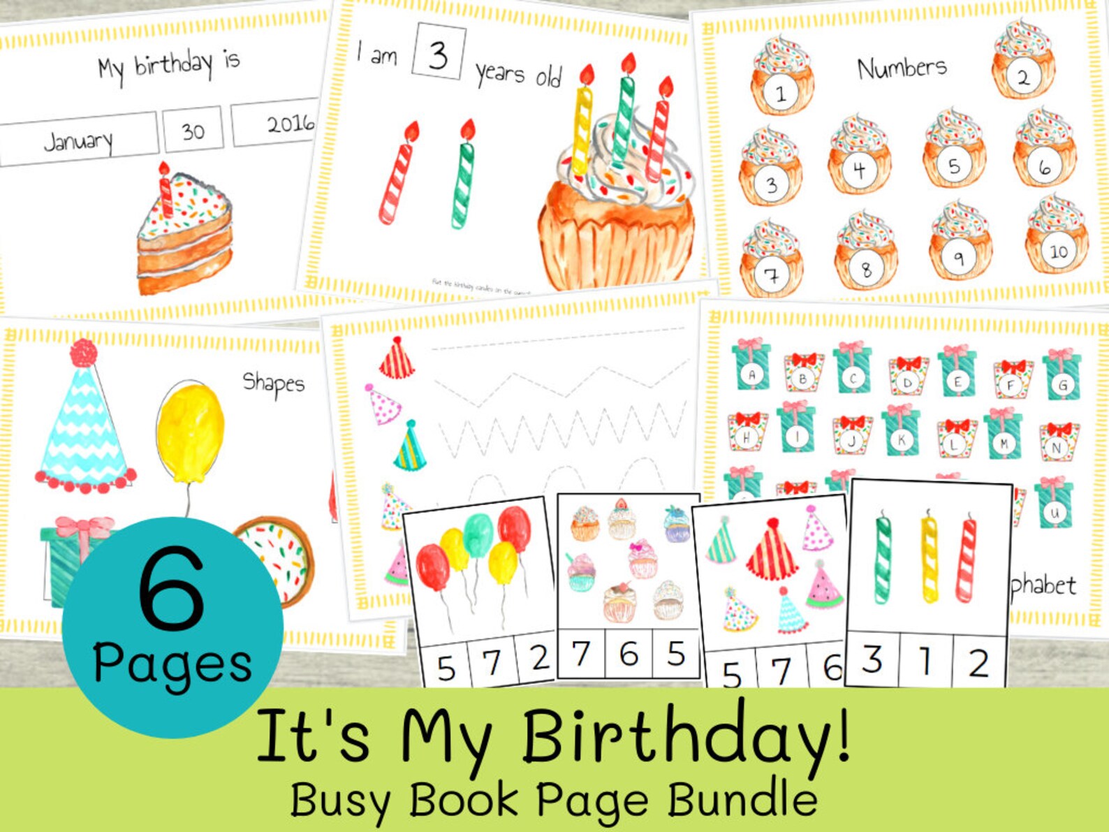 BIRTHDAY Busy Book Binder Bundle Letter & Number Matching | Etsy