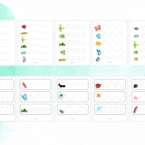 Bugs Pre-writing Line Tracing - Insects Butterflies - Toddler Preschool ...